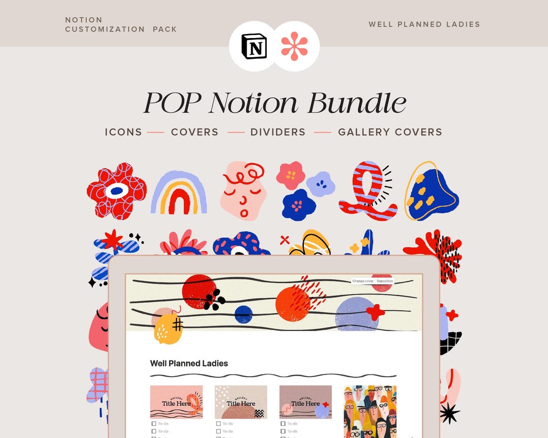 Notion Icon Cover Page for Content Creator Planner Template Fun Notion ...