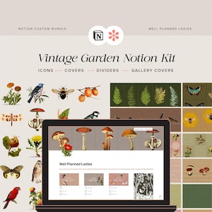 Vintage Botanical Icon for Notion Dashboard, Aesthetic Notion Planner ...