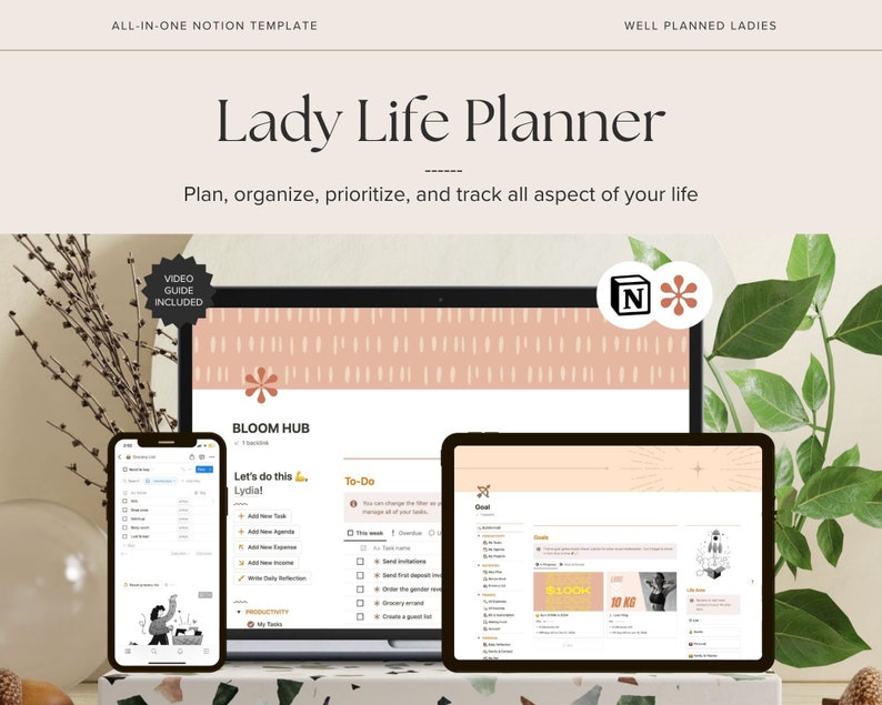 Notion Template Lady Life Planner, Notion 2024, All in One Notion Planner, Digital Planner 2024 ...