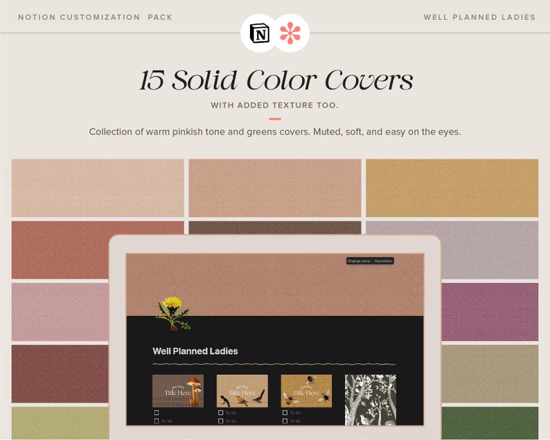 Vintage Botanical Icon for Notion Dashboard, Aesthetic Notion Planner ...