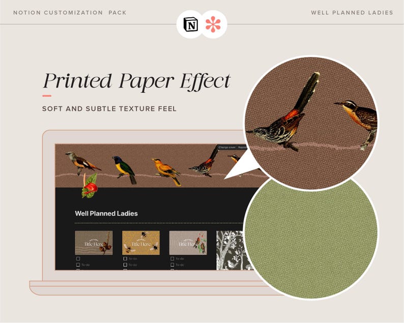 Vintage Botanical Icon for Notion Dashboard, Aesthetic Notion Planner ...