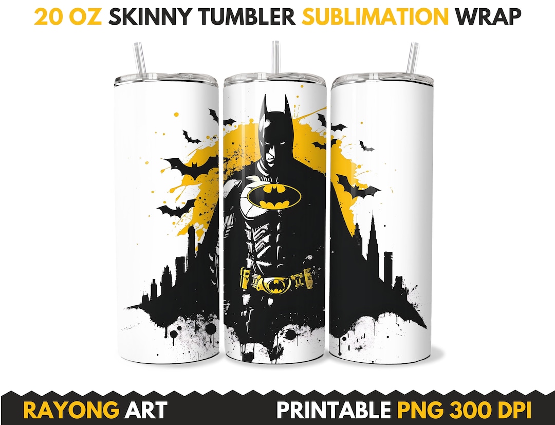 Batman Sublimation PNG, 20oz Skinny Tumbler Design, Batman Tumbler Wrap ...