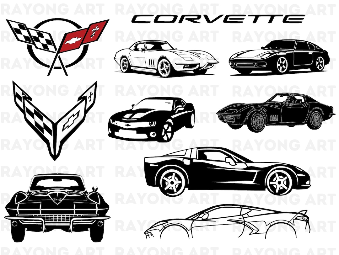 Corvette Svg Bundle Png, Corvette Silhouette, Chevrolet SVG, Corvette ...