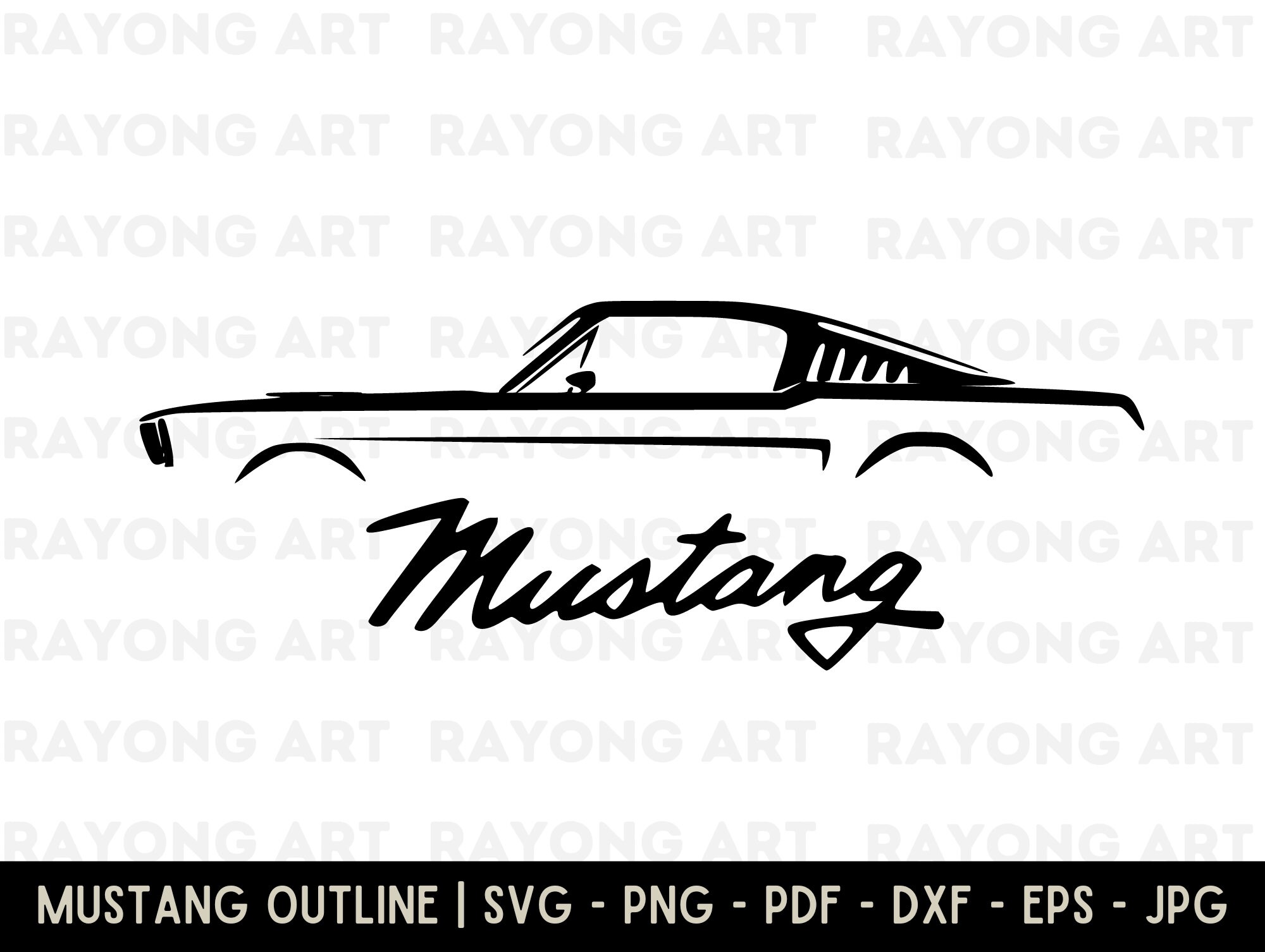 Mustang Svg Outline, Ford Mustand Svg, Mustang Silhouette, Car Svg ...