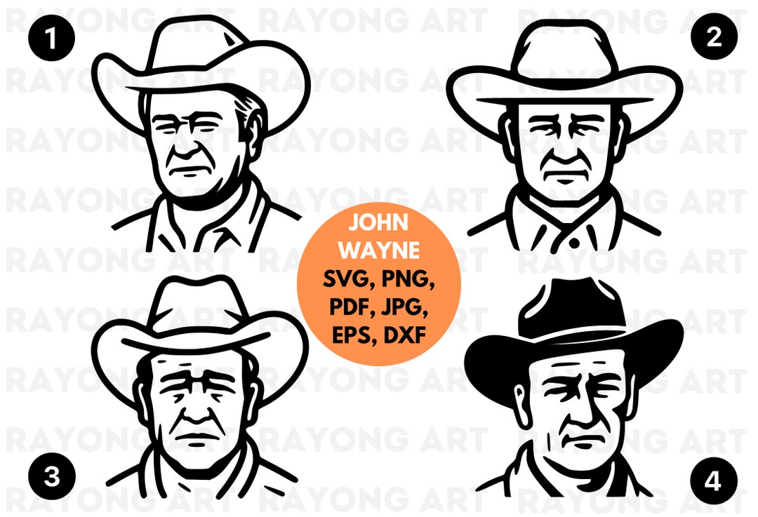 John Wayne Svg Clipart John Wayne Png Western Svg Hollywood Cowboy Svg ...
