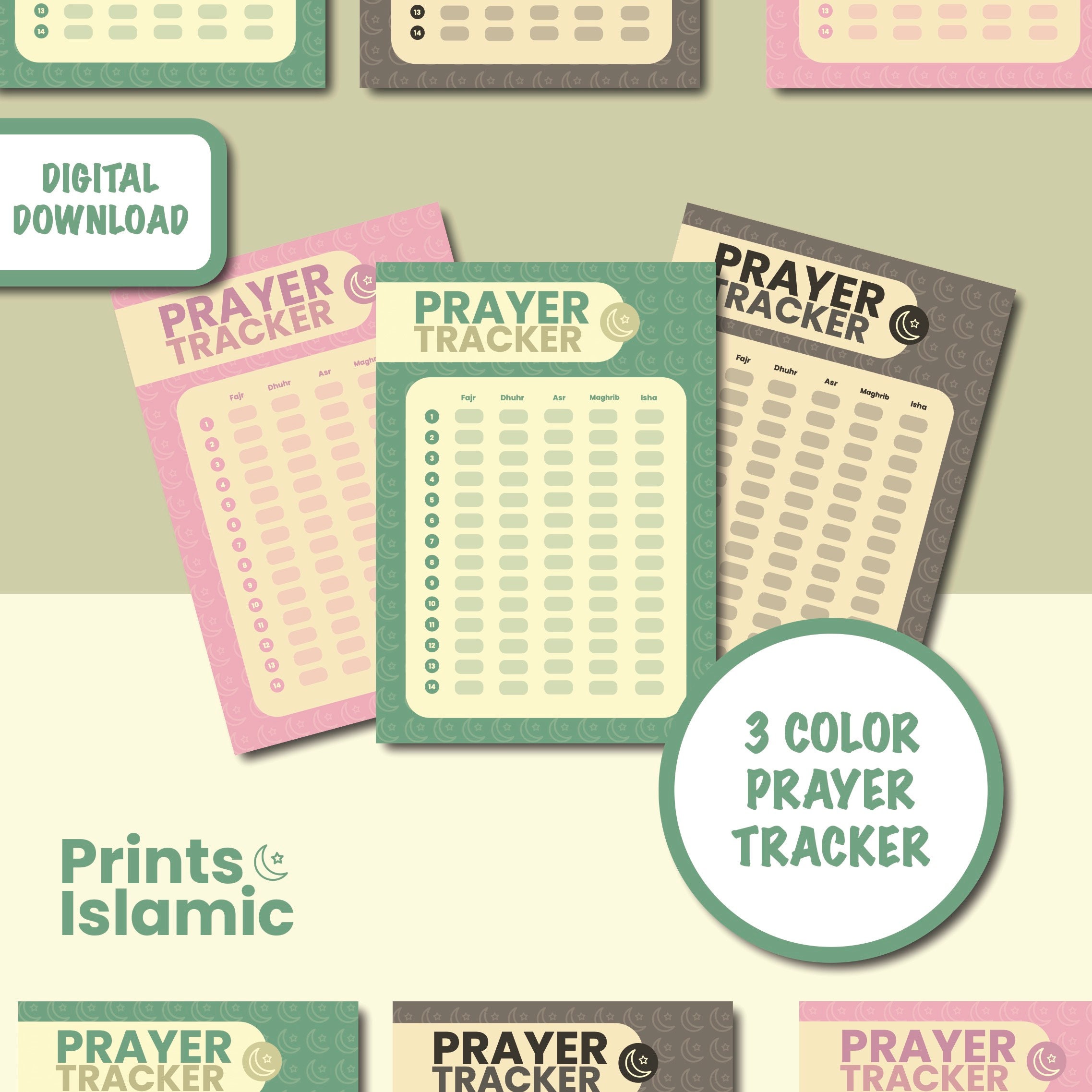 Printable Prayer Tracker, Muslim Prayer Tracker, Islamic Printables ...