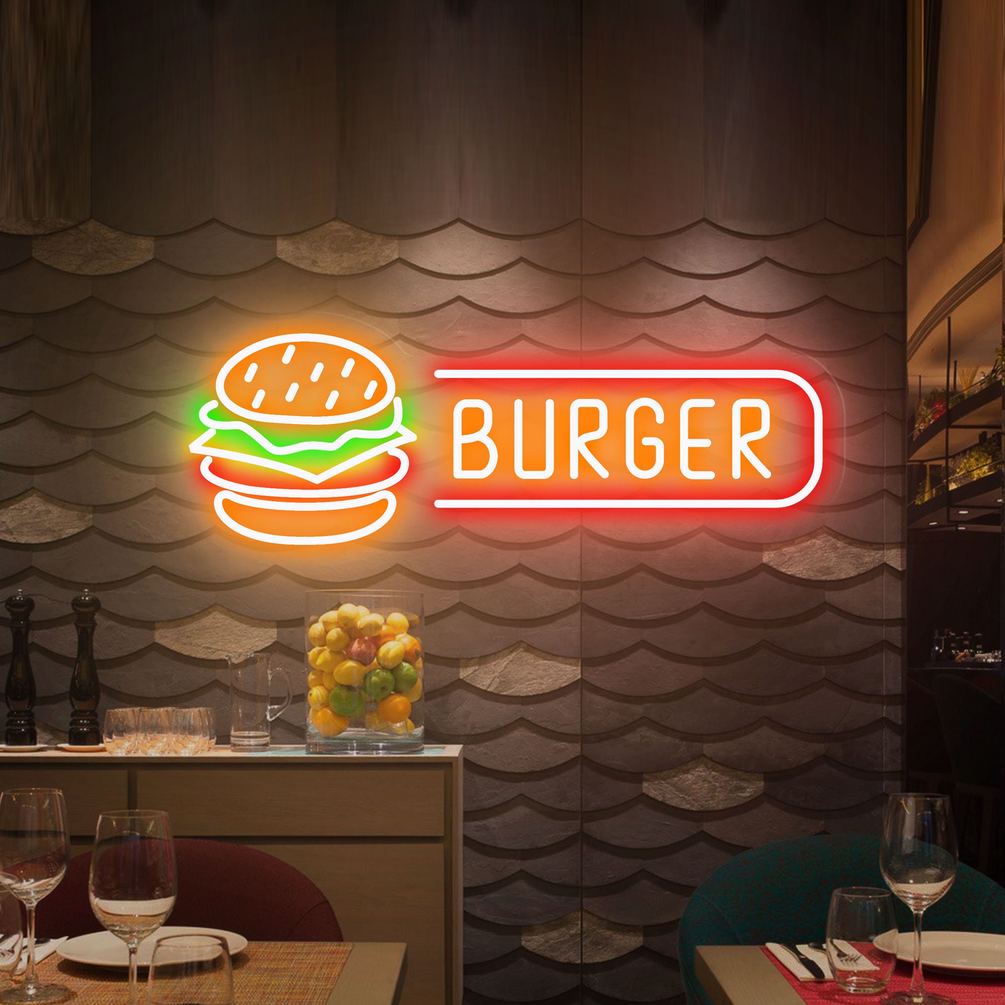 Burger Neon Sign, Burger Open Led Sign, Hamburger Wall Art, Burger Shop ...
