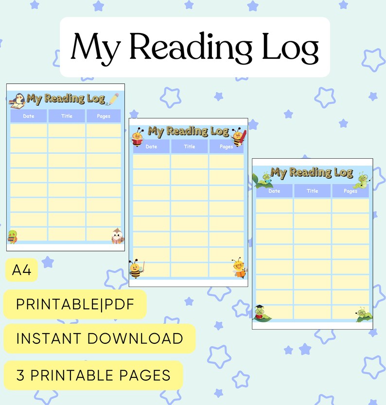 My Reading Log for Kids-printable Instant Download - Etsy