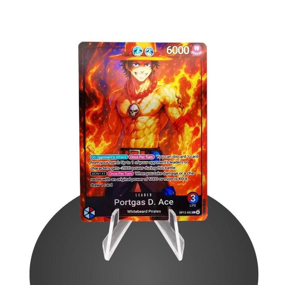 Ace Custom Leader OP13 – One Piece Custom Card- Hyper-gloss Full Holo ...