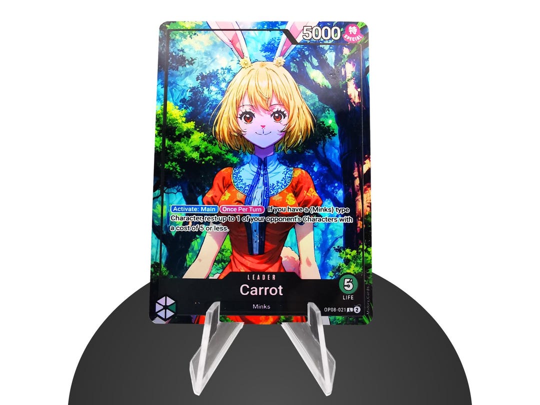 Carrot OP08 Custom Leader – Karte One Piece - Hyper-gloss Full Holo Foil - Etsy