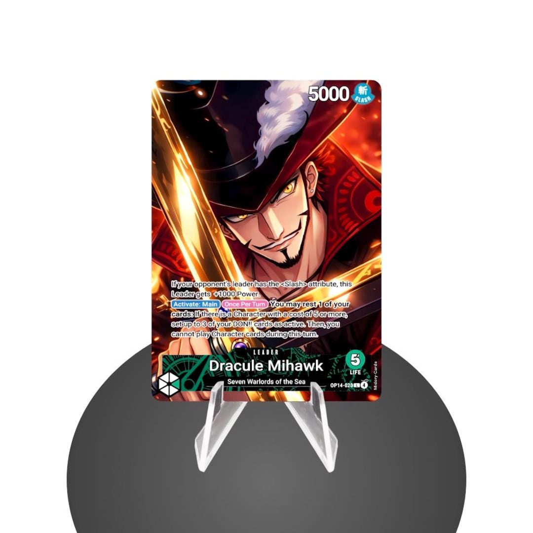 Dracule Mihawk OP14 Custom Leader – Karte One Piece - Hyper-gloss Full ...