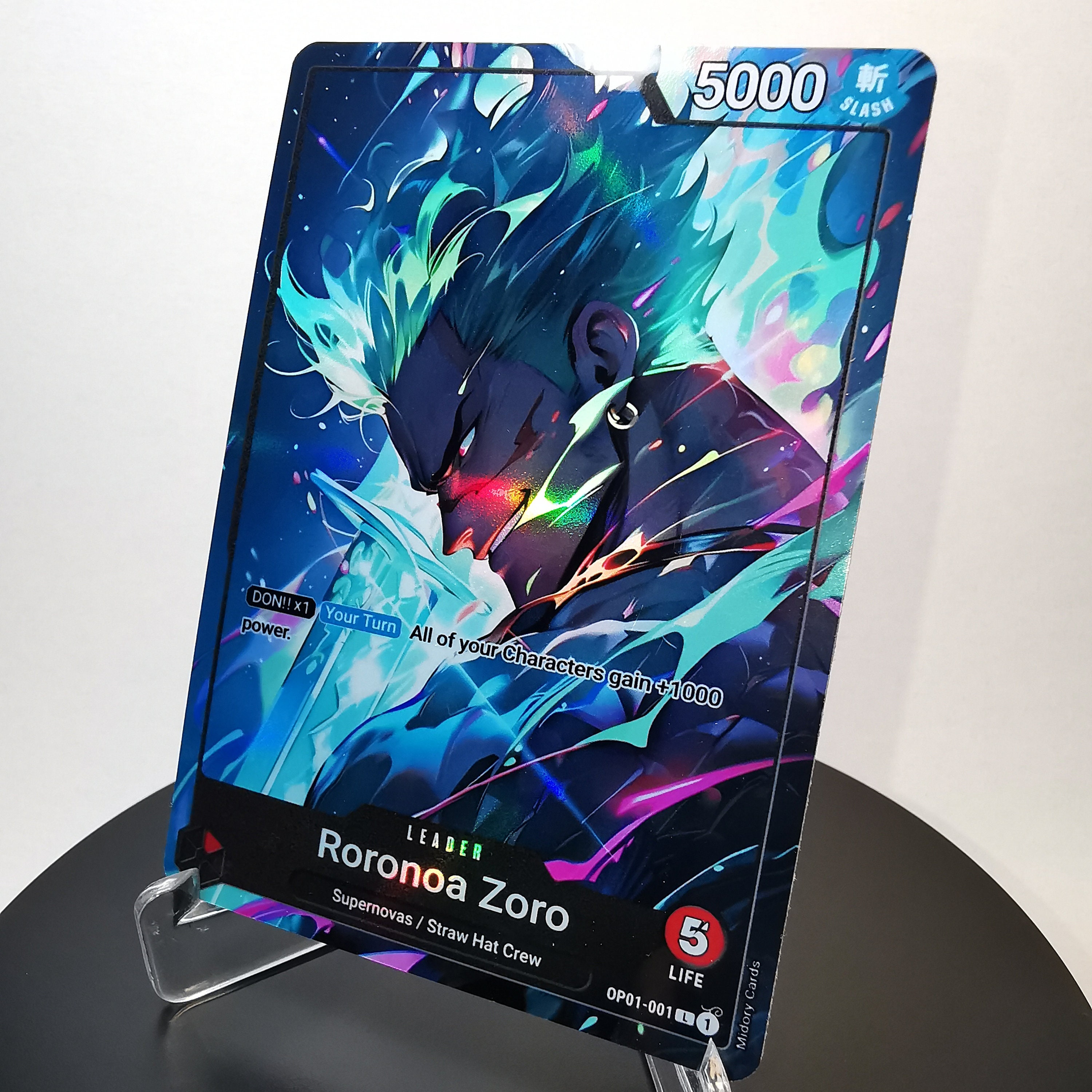 Zoro Leader RED OP01 Custom Karte One Piece Hyper-gloss Full Holo Foil ...