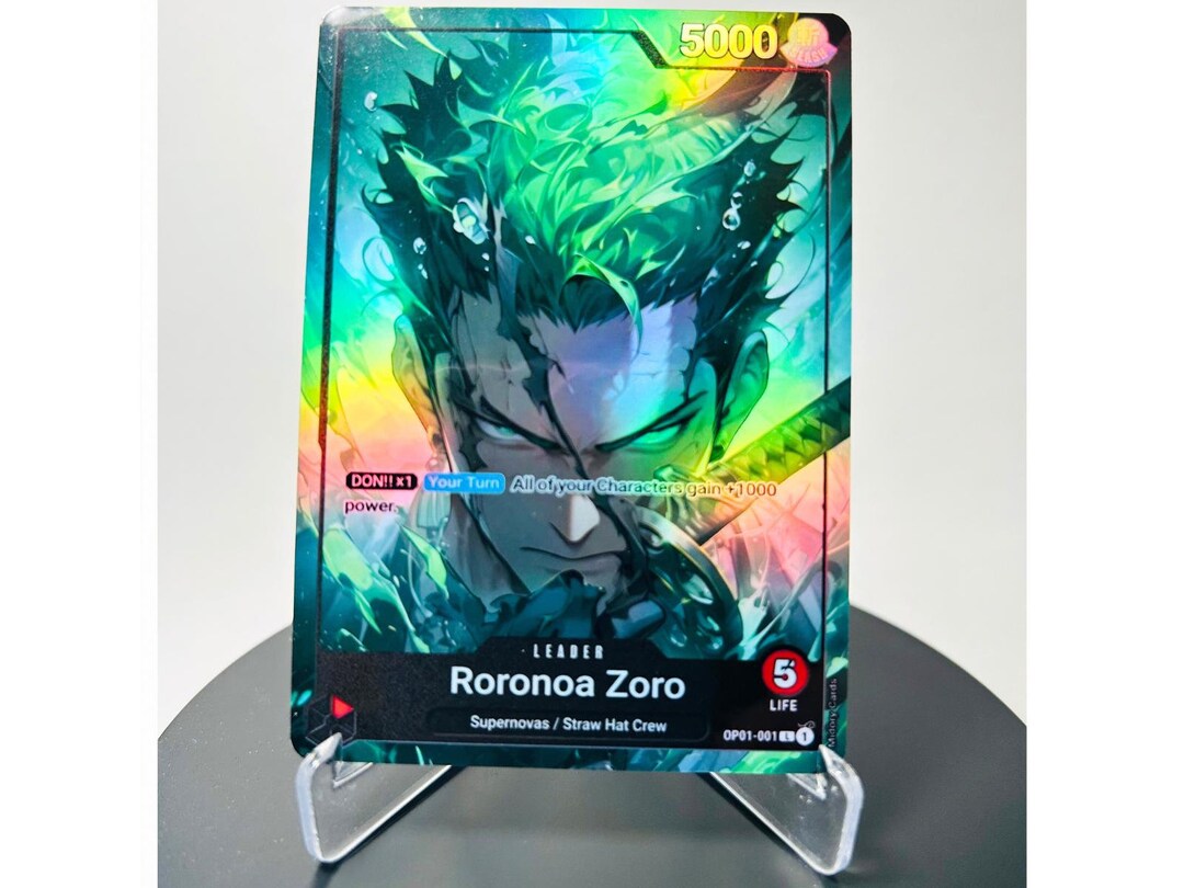 Zoro Leader RED OP01 Custom Karte One Piece Hyper-gloss Full Holo Foil ...