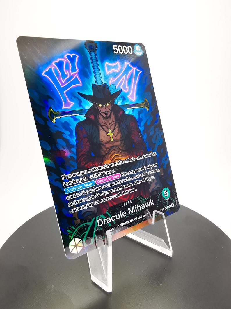 Dracule Mihawk OP14 Custom Leader – Karte One Piece - Hyper-gloss Full ...