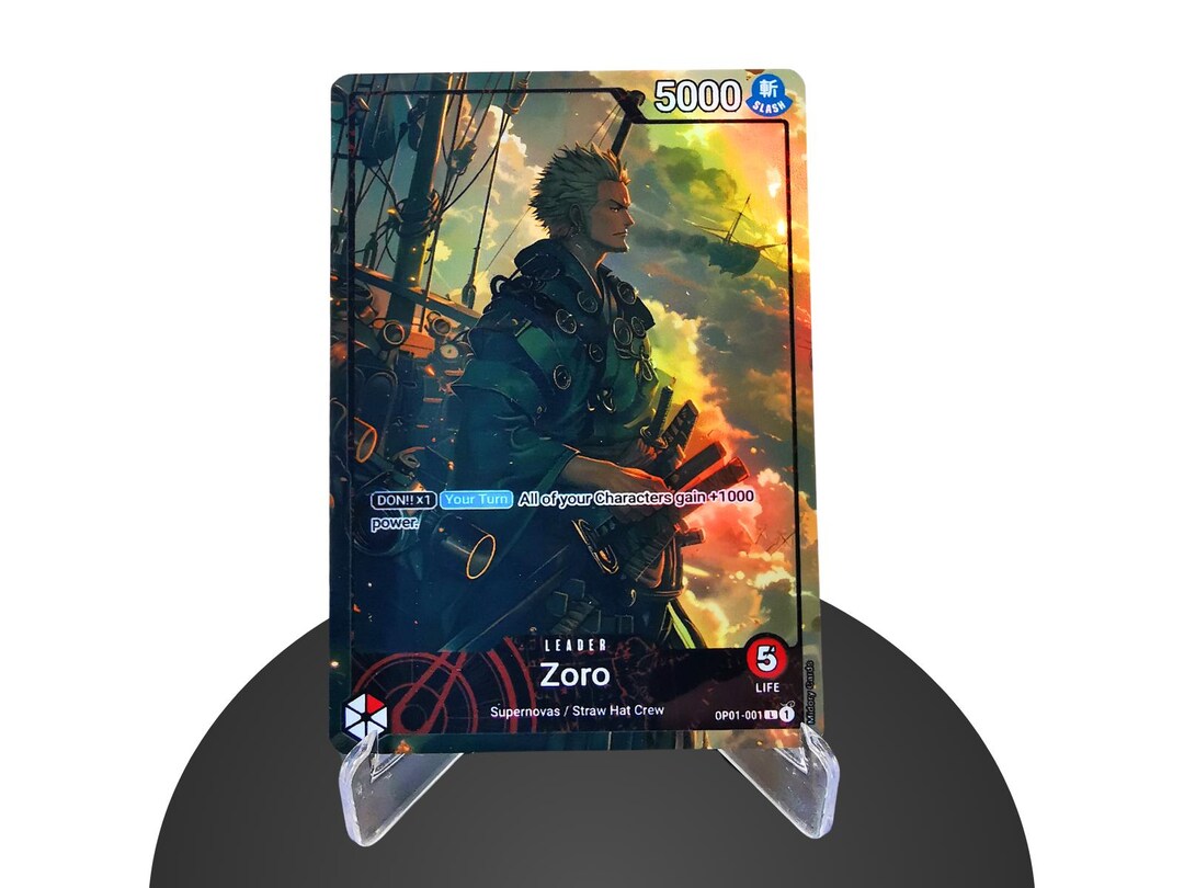 Zoro Leader RED OP01 Custom Karte One Piece Hyper-gloss Full Holo Foil ...