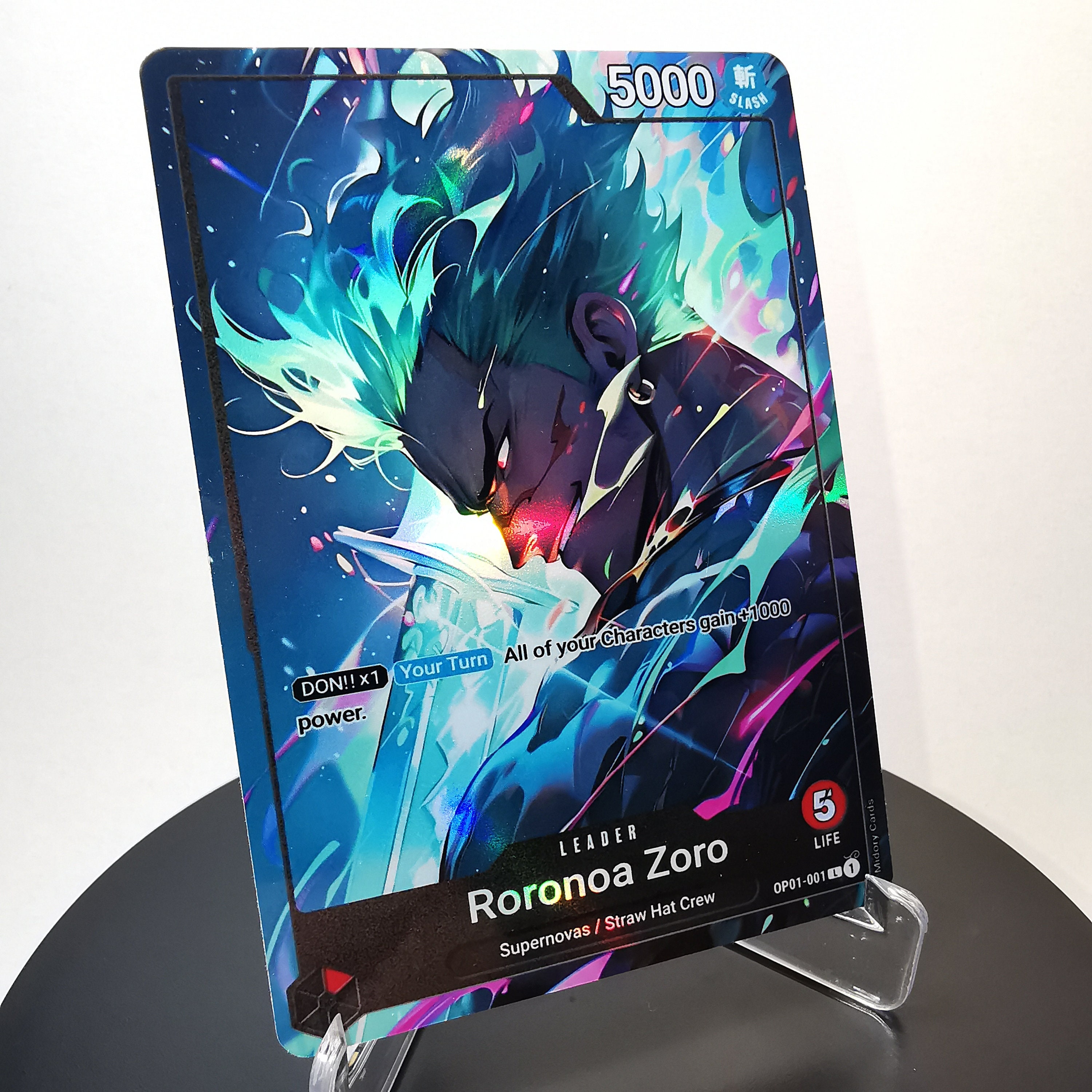 Zoro Leader RED OP01 Custom Karte One Piece Hyper-gloss Full Holo Foil ...