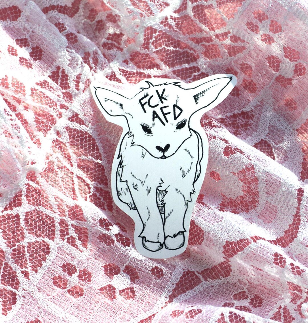 FCK AFD STICKER Matt || Cute Lamb Illustration, Ink, Liner, Black and ...