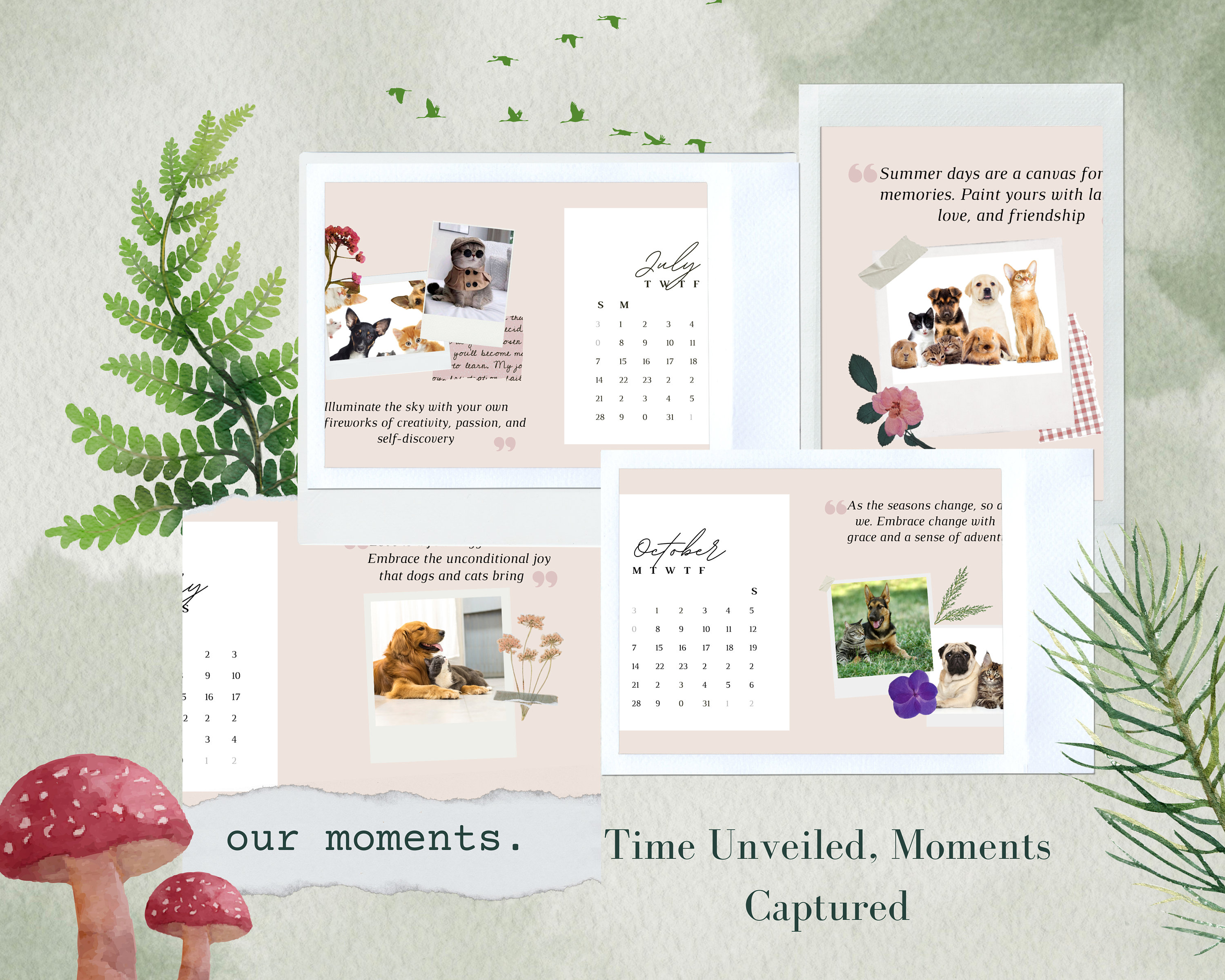 A Printable Pet 2024 Calendar, Animal Lovers Gift Calendar, 2024 Pet ...