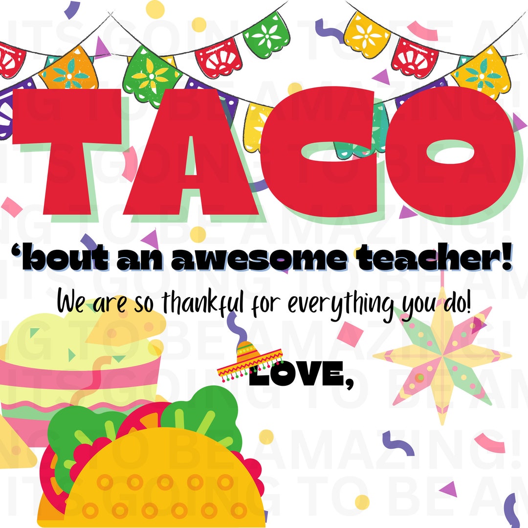 TACO Bout an Awesome Teacher Digital Download, Gift for Teacher ...