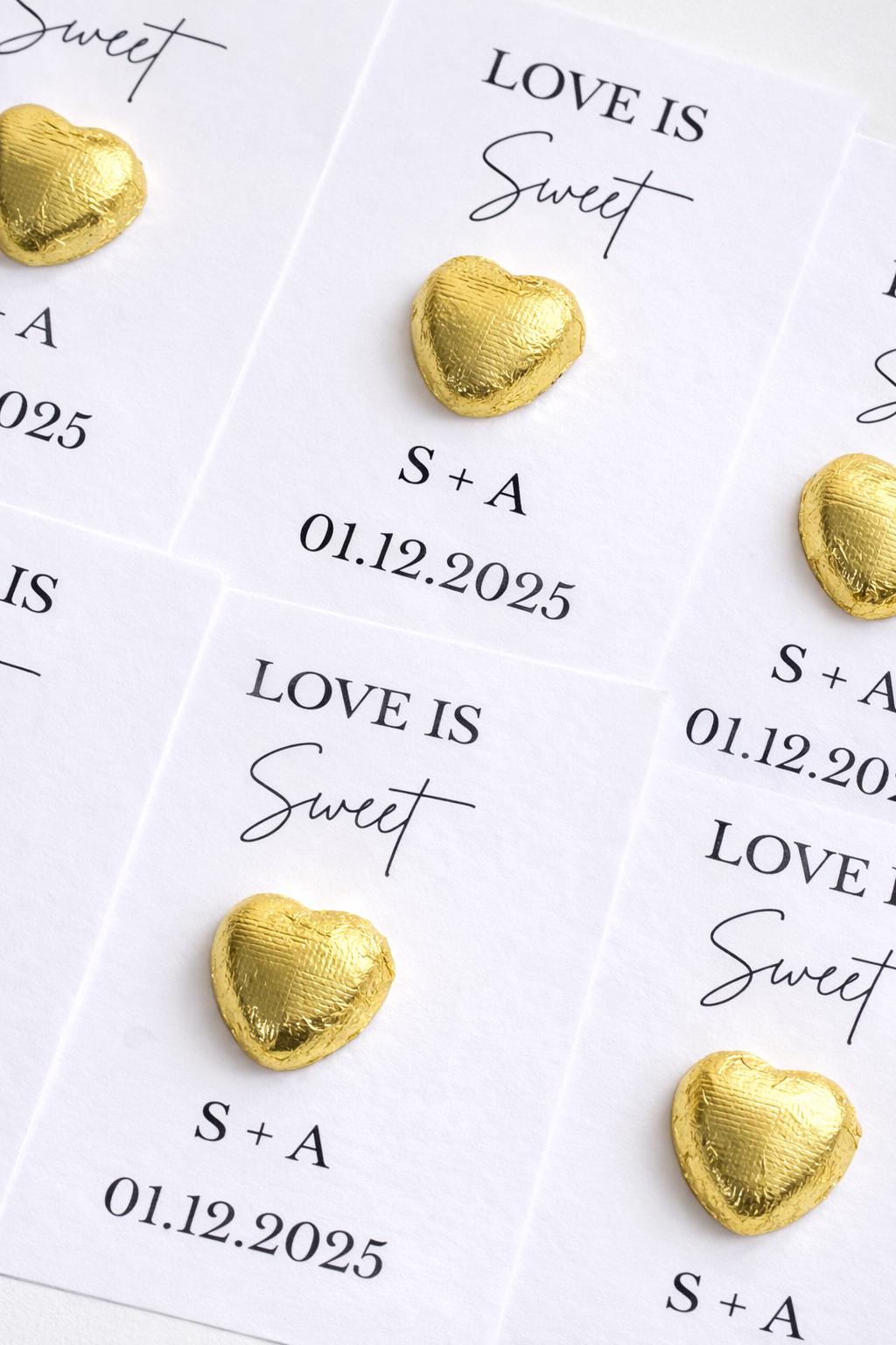 Personalised Wedding Place Cards With Chocolate | Love is Sweet Favours ...