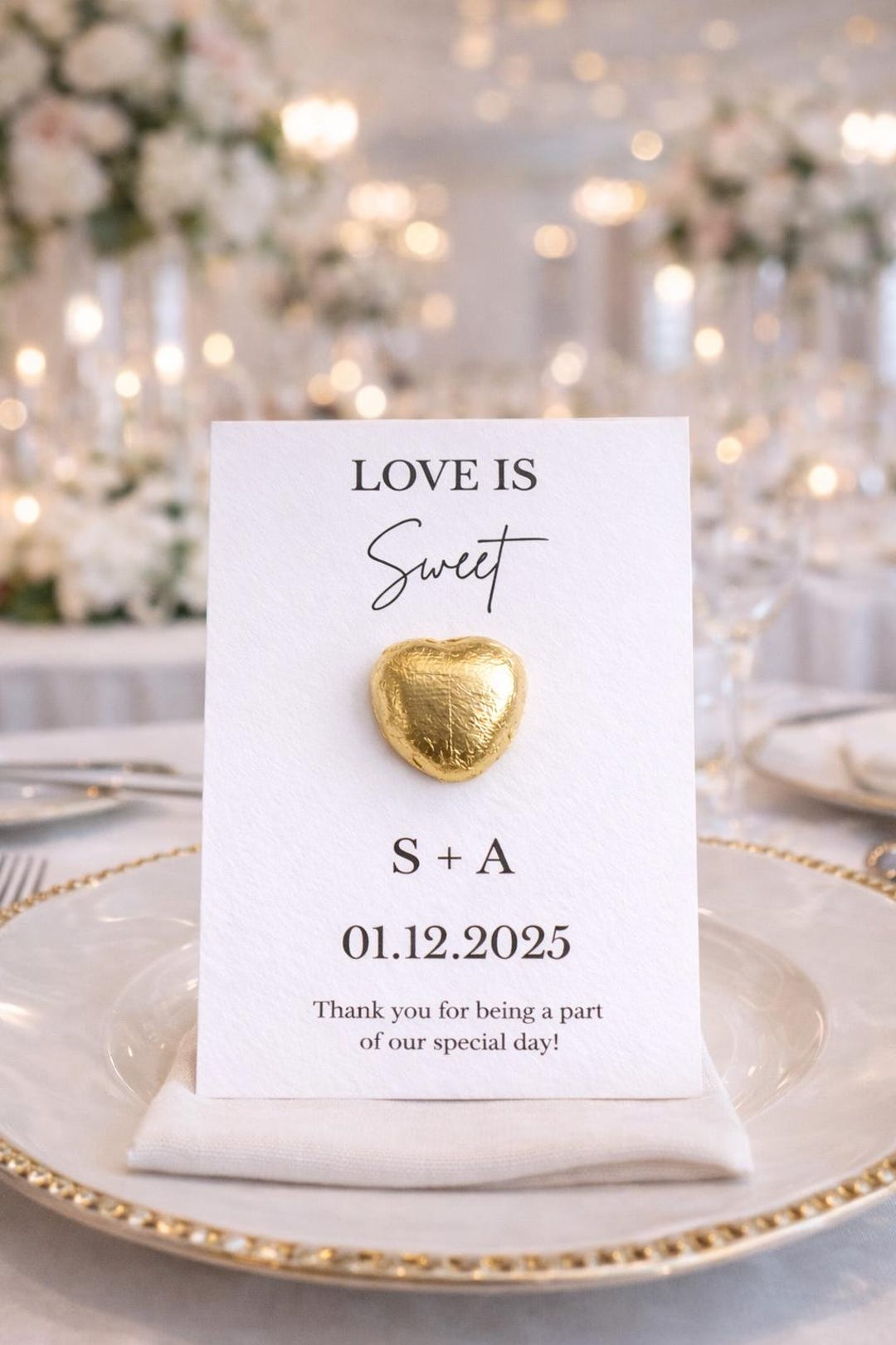 Personalised Wedding Place Cards With Chocolate | Love is Sweet Favours ...