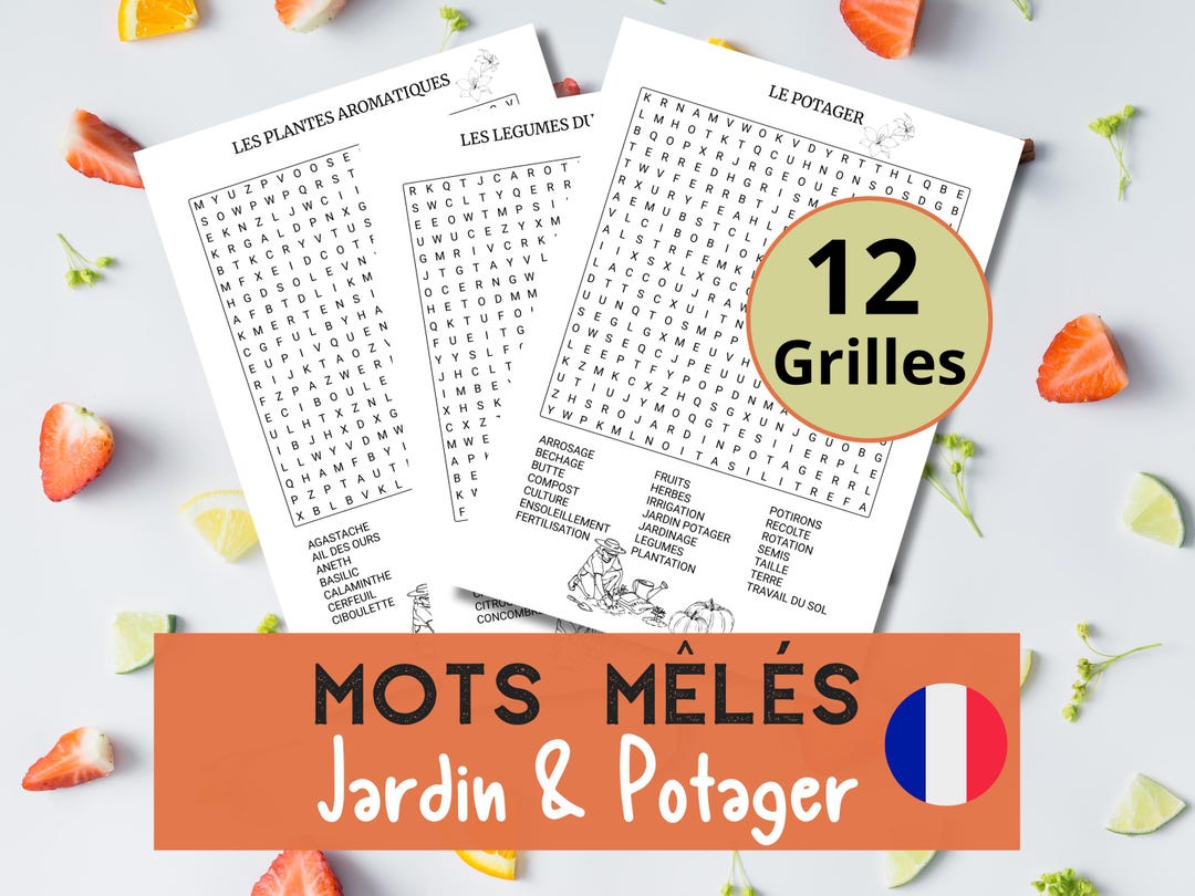 12 Print Wordsearch Puzzles in French on the Gardening | Large Print ...