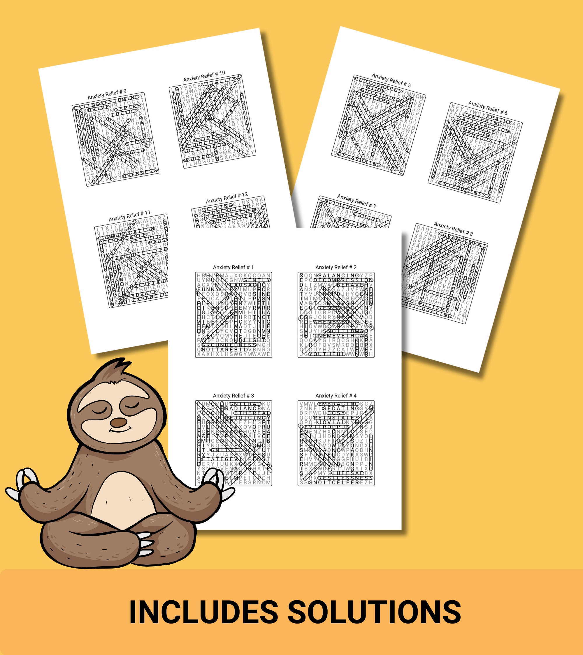 60 Print Word Search Puzzles on Anxiety Relief Adults Seniors Large ...