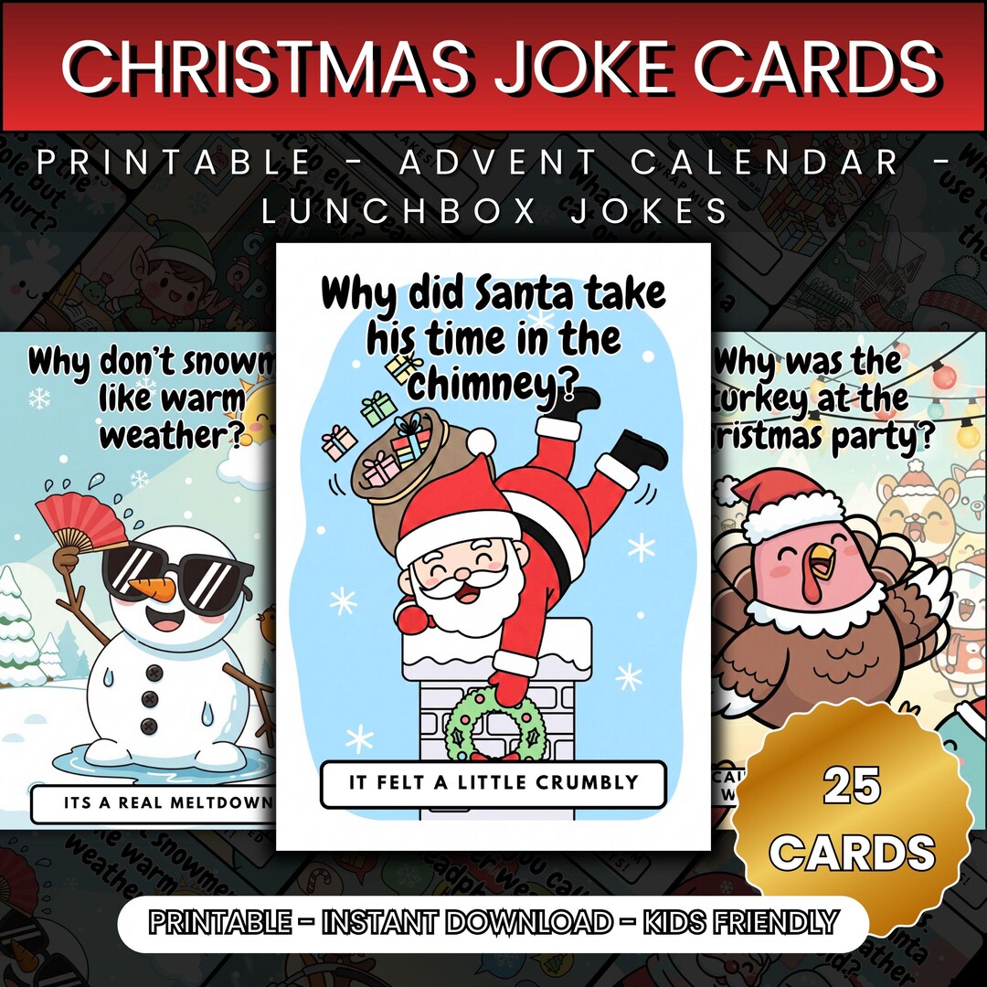 Christmas Joke Cards for Kids • Printable Lunchbox Notes • Funny ...