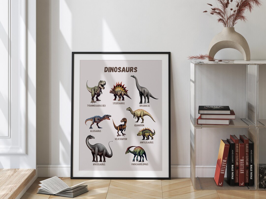 Dinosaur Poster With Tyrannosaurus Rex, Diplodocus for Kids Room ...