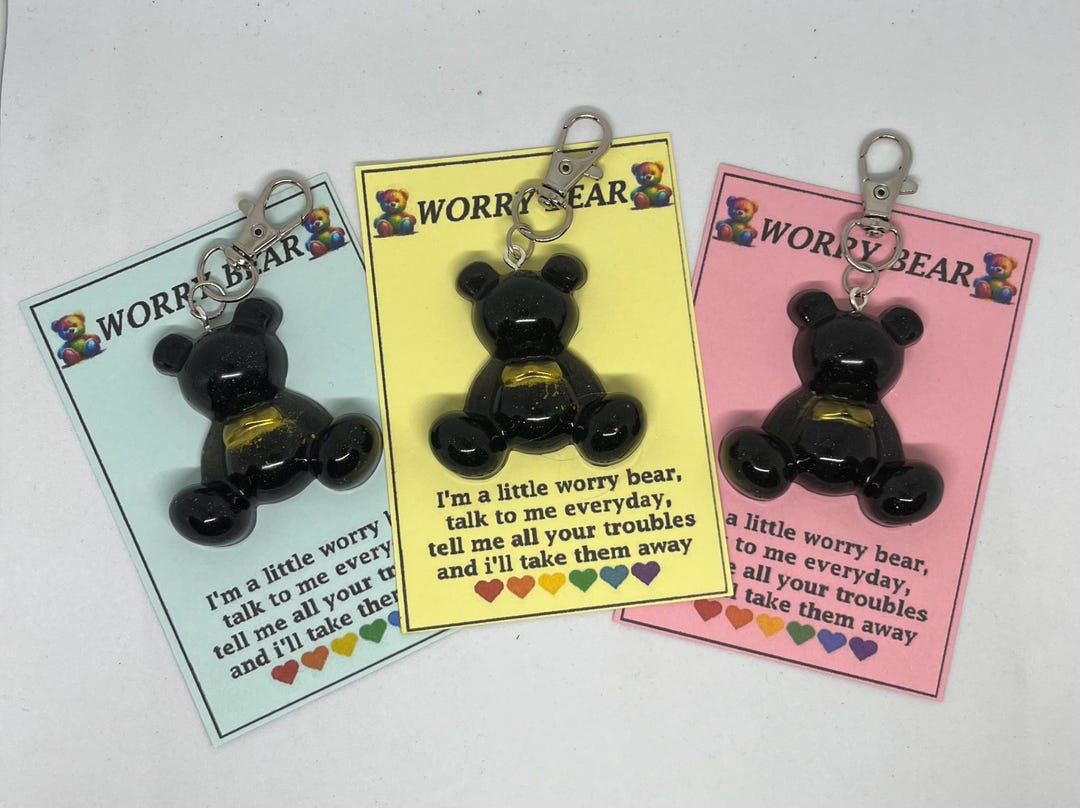 Worry Bear for Anxiety, Black Worry Bear, Pocket Bear, Worry Bear for ...