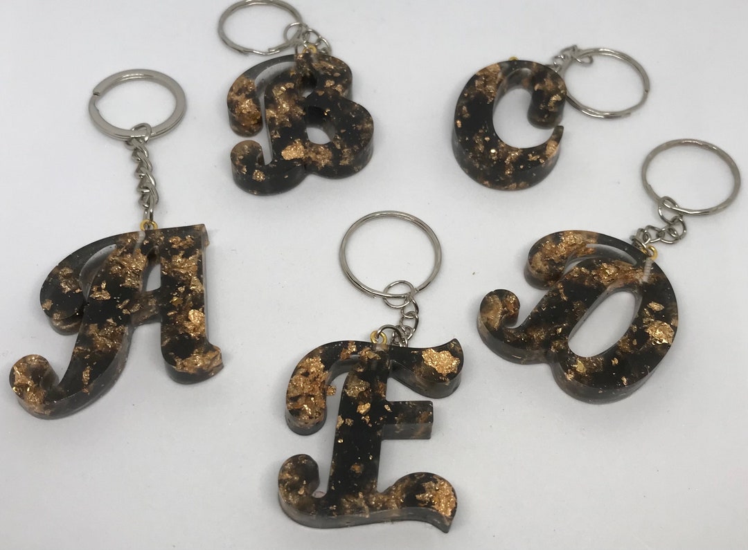 Alphabet Key Rings, Personalised Key Rings, Initial Key Ring, Black and ...