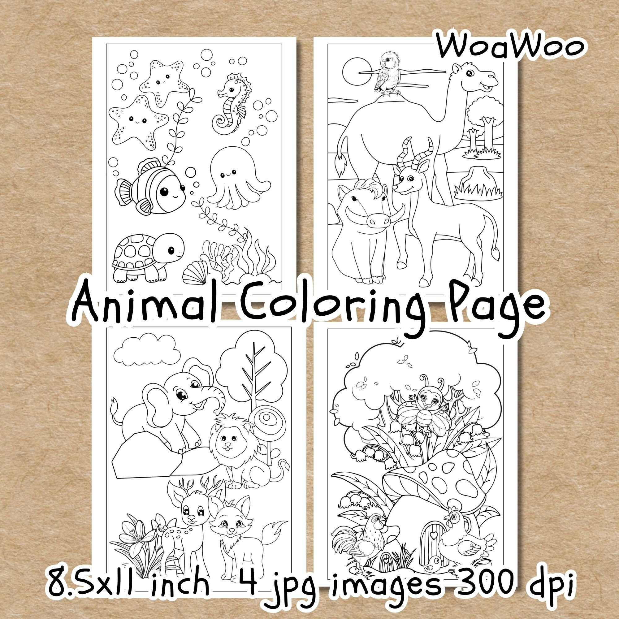 Animal Coloring Page Nursery Printable Wild Animal Book Painting Fish ...