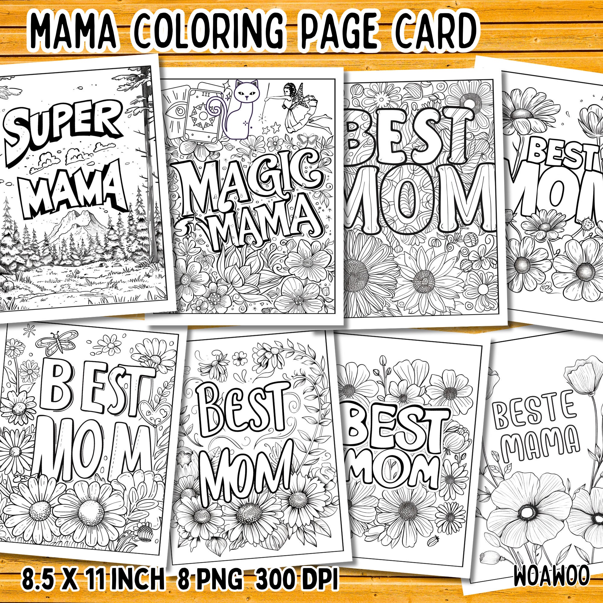 Mom Day Coloring Page Mama Card Print Mother's Day Gift Coloring Book ...