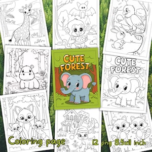 Forest Animals Coloring Book for Kids, Jungle Safari (PDF) - Etsy