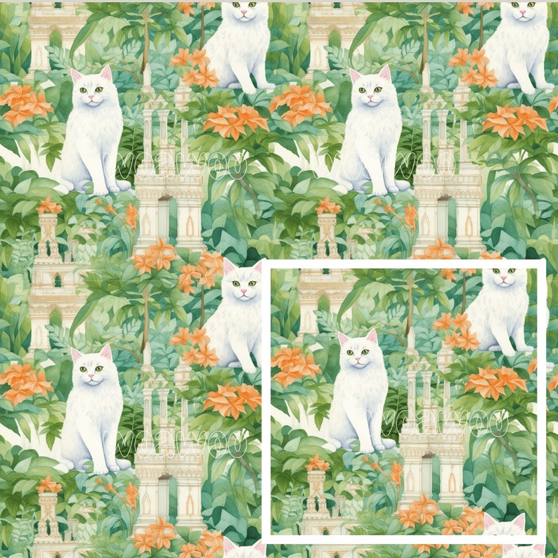 Garden of Cat Angles , Seamless Patterns , Cat Angle , Cat Pattern ...