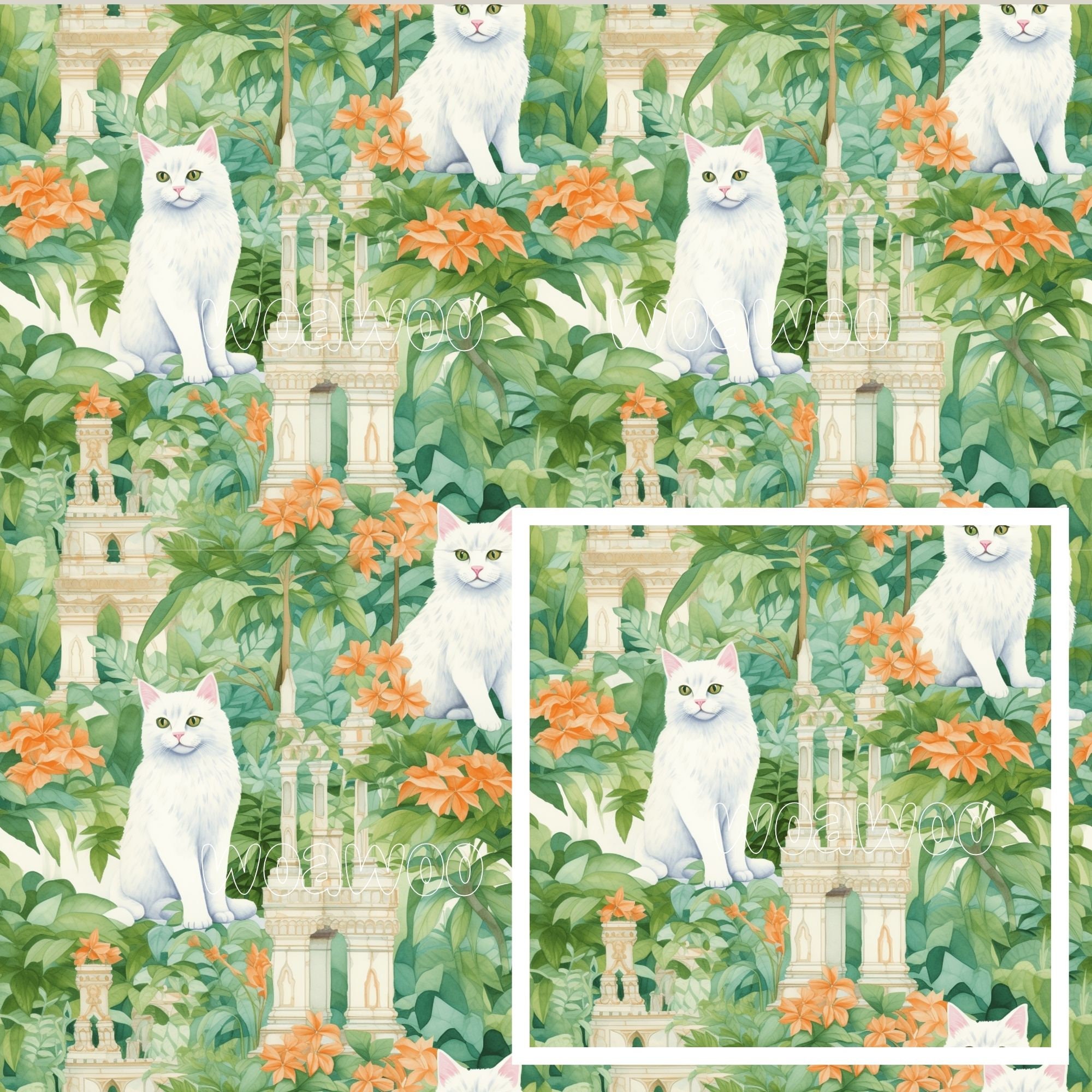 Garden of Cat Angles , Seamless Patterns , Cat Angle , Cat Pattern ...