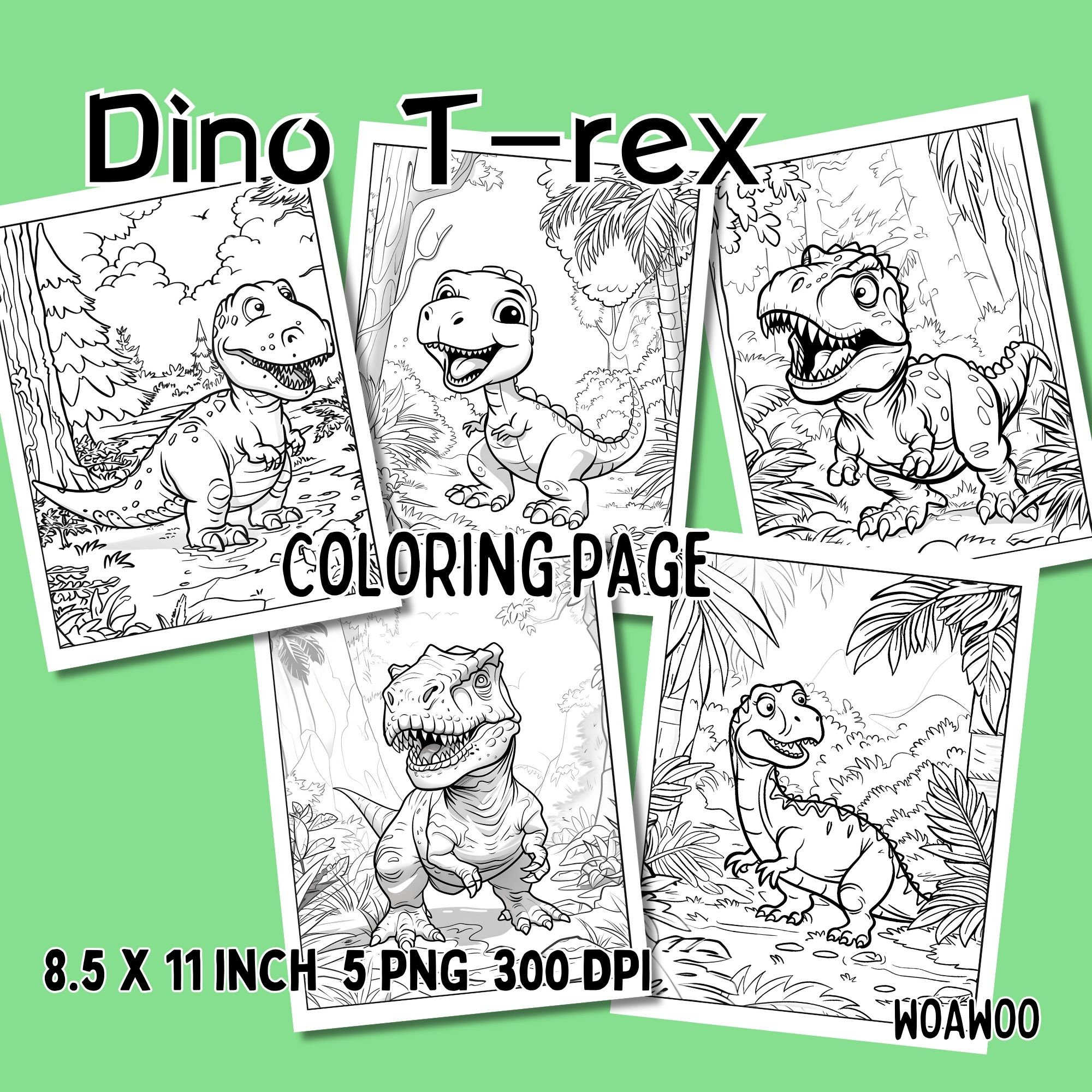 Dinosaur Coloring Page Kid Paint Art T-rex Coloring Book Jurassic ...