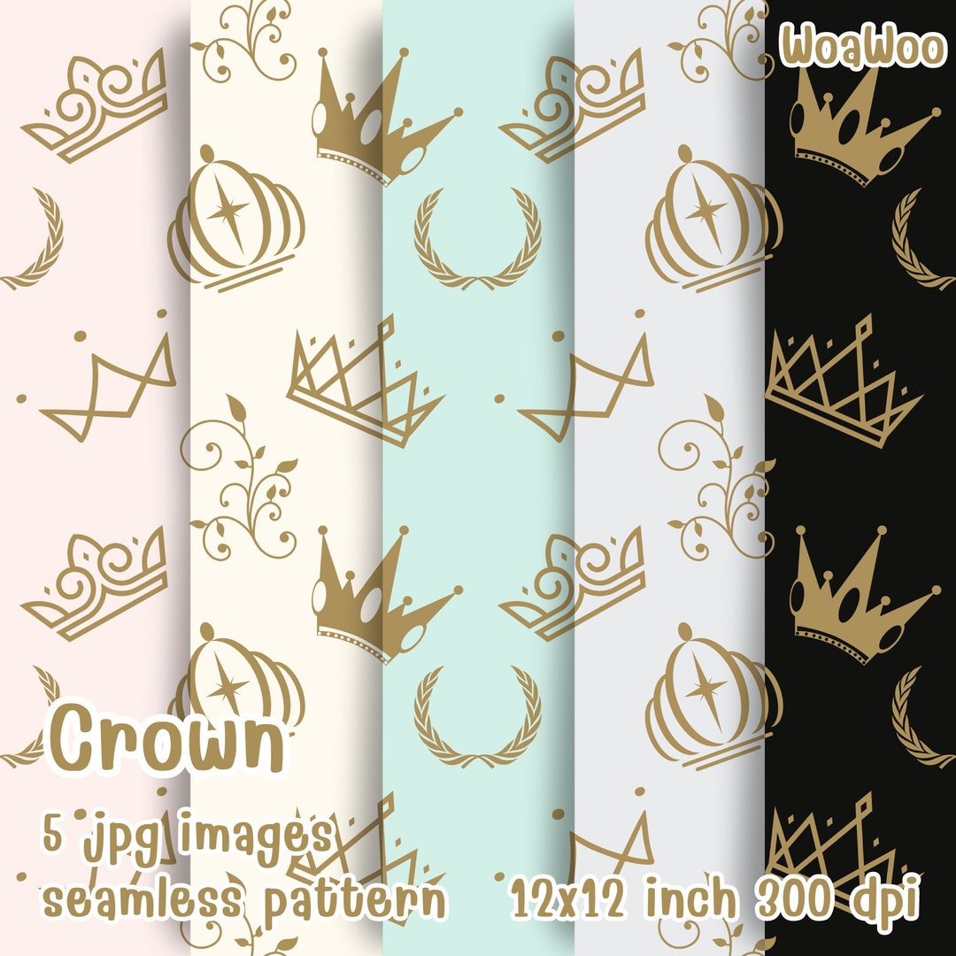 Crown Seamless Pattern Royal Crown Printable Princess Scrapbook Tale ...