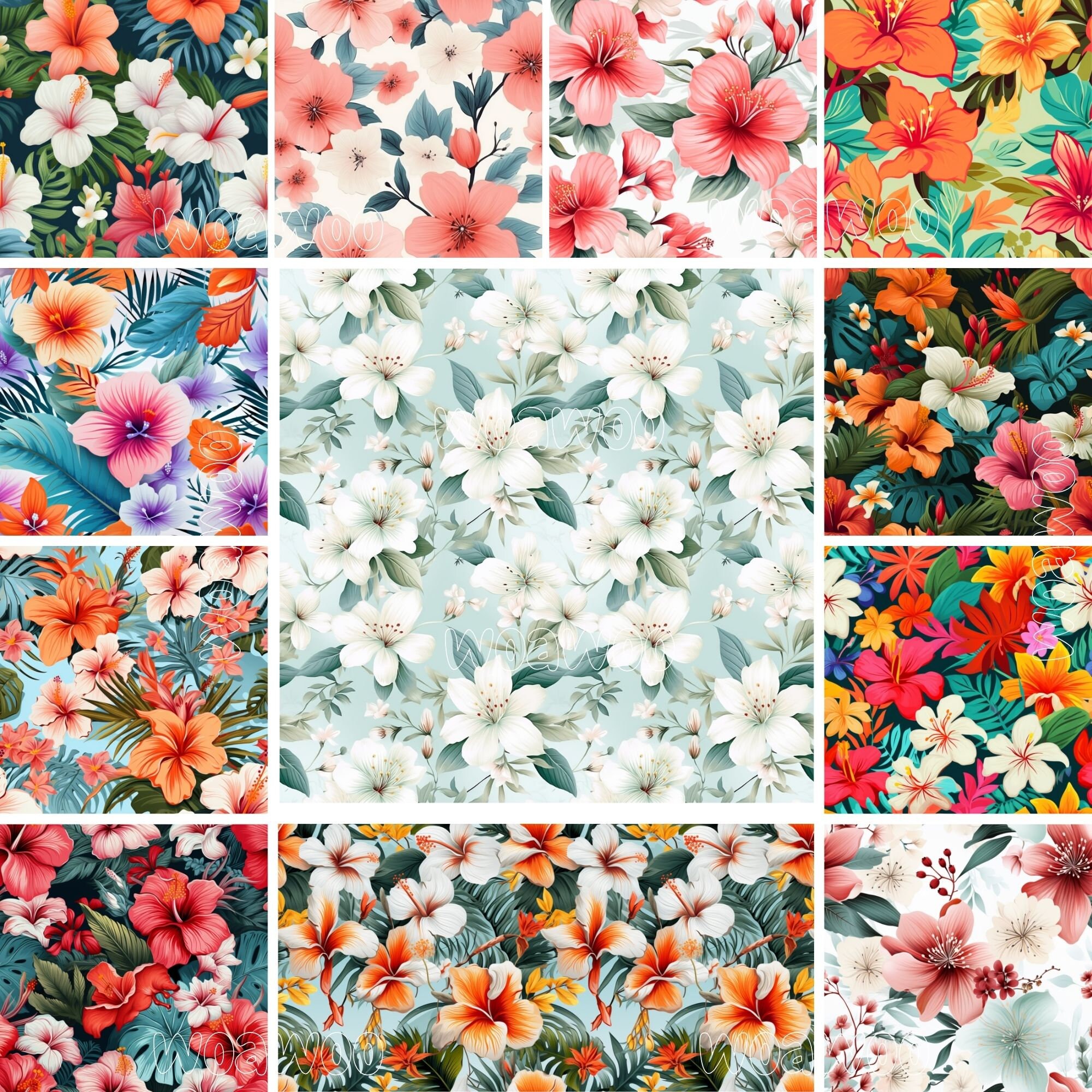 Tropical Pattern Seamless Flower Design Hawaiian Beach Summer Play ...
