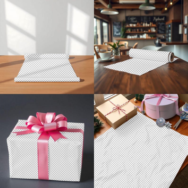 Paper Gift Wrap Mockup for Canva and Photopea Realistic Mockup PNG ...
