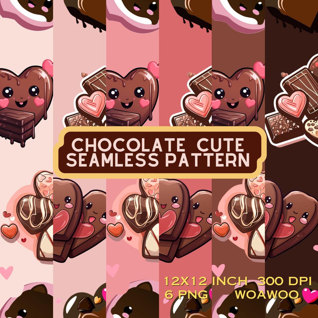 Chocolate Cute Seamless Pattern Valentine Chocolate Digital Paper ...