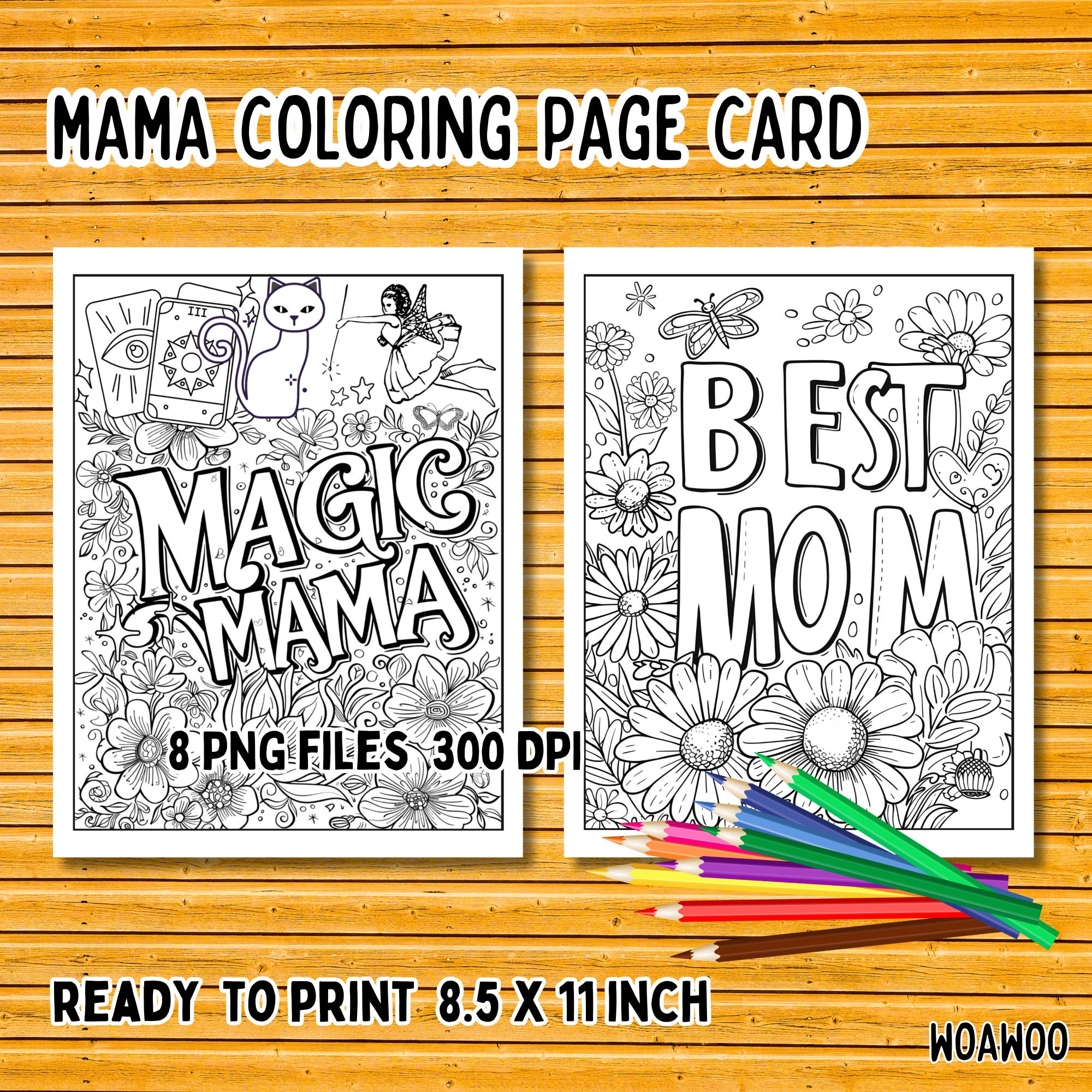 Mom Day Coloring Page Mama Card Print Mother's Day Gift Coloring Book ...
