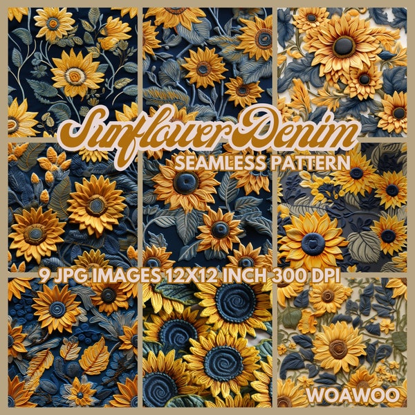 Sunflower Denim Fabric - Etsy