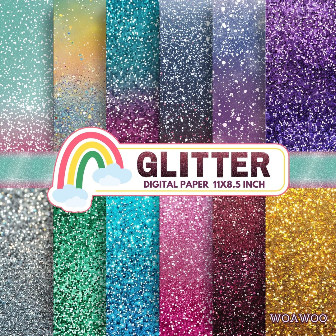 Glitter Digital Color Junk Paper Glitter Rainbow Background Sparking ...