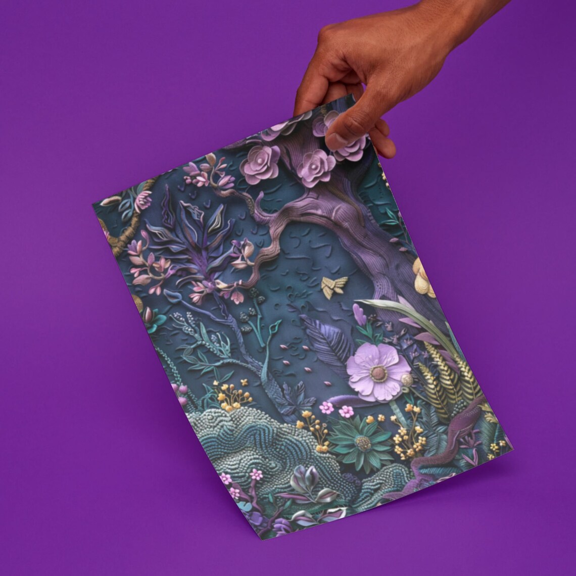 Enchanted Forest Seamless Pattern Magical Garden 3D Texture Print ...
