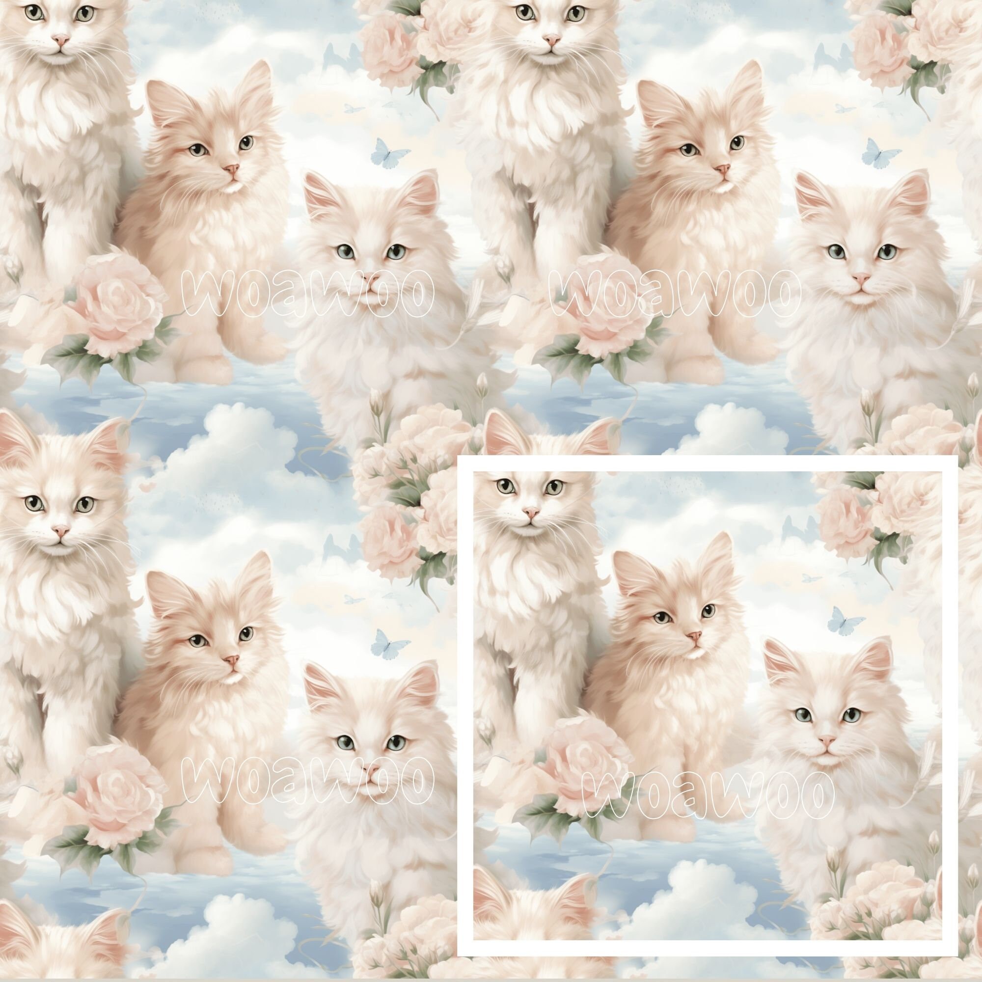 Garden of Cat Angles , Seamless Patterns , Cat Angle , Cat Pattern ...