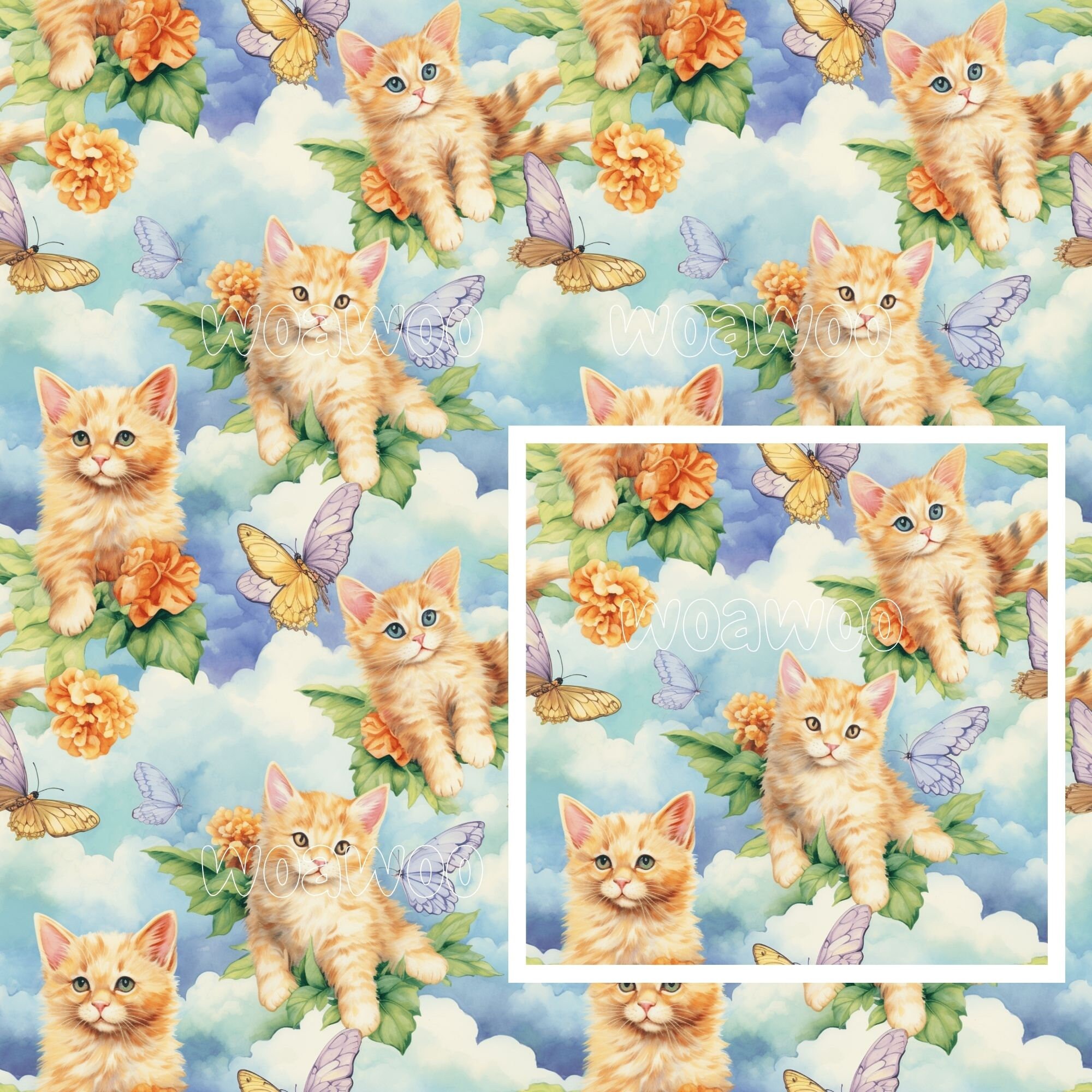 Garden of Cat Angles , Seamless Patterns , Cat Angle , Cat Pattern ...