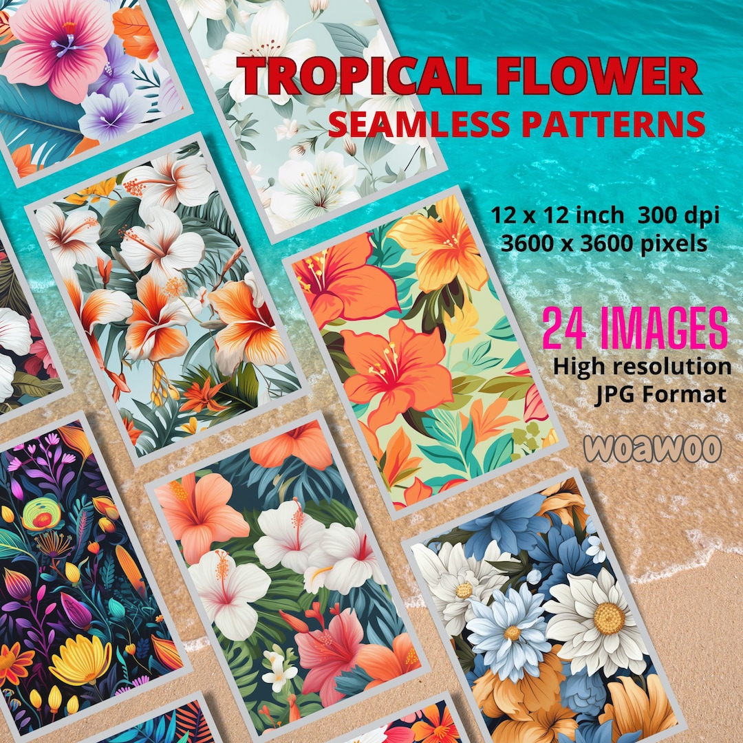 Tropical Pattern Seamless Flower Design Hawaiian Beach Summer Play ...