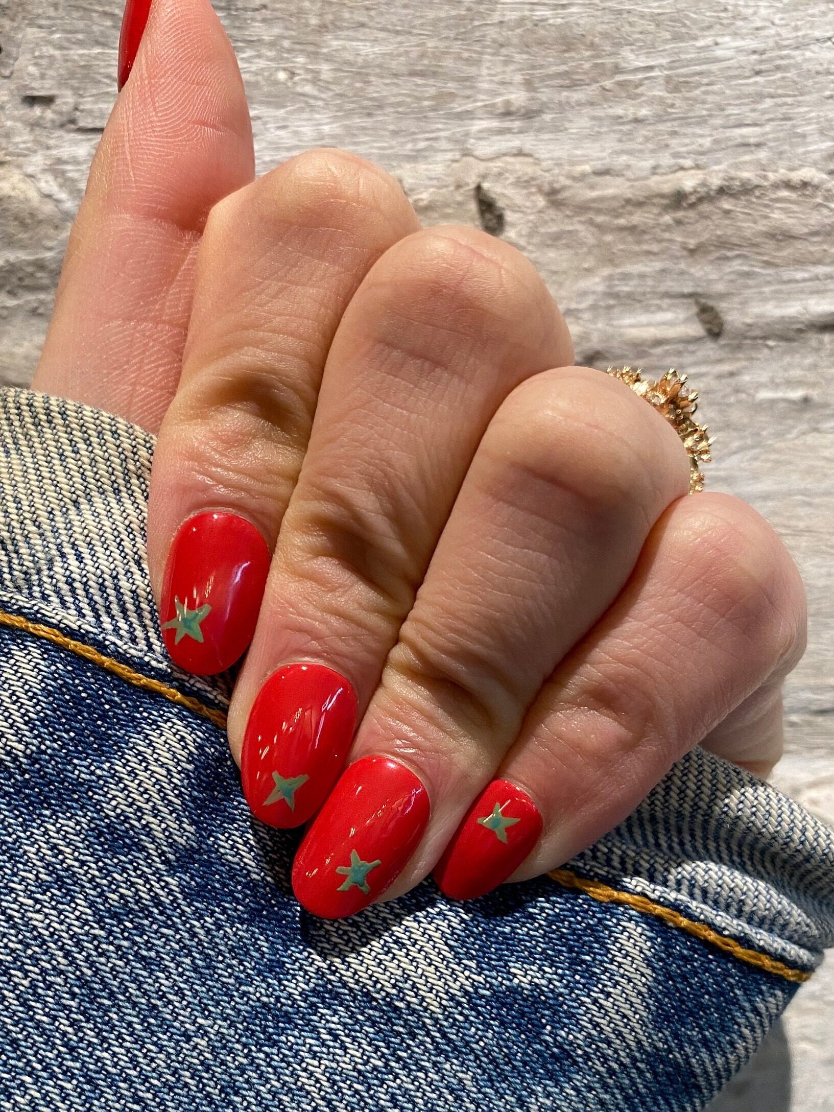 Minimalist Tomato Design Nails, Cute Press Ons, Short Fake Nails ...