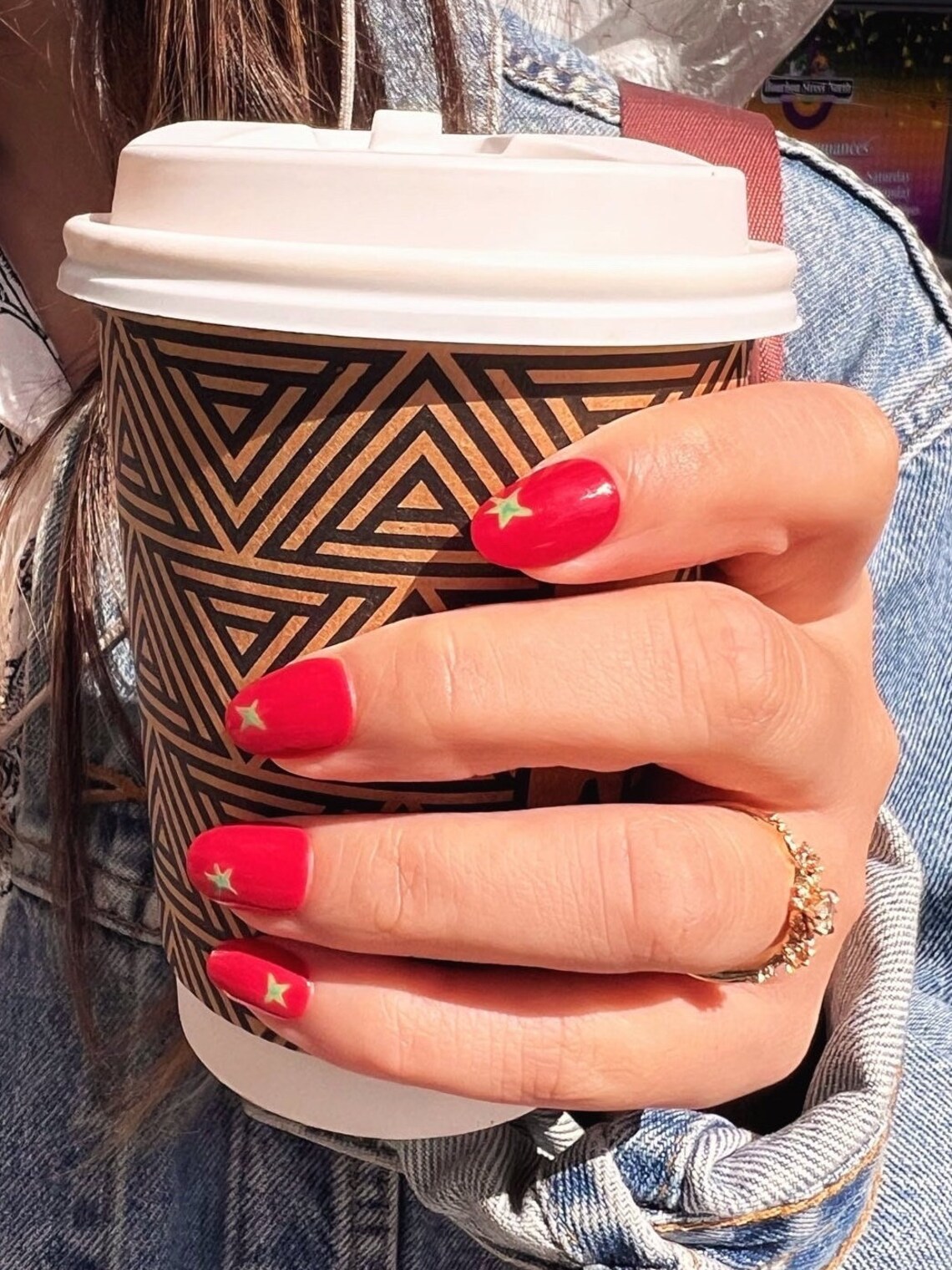 Minimalist Tomato Design Nails, Cute Press Ons, Short Fake Nails ...